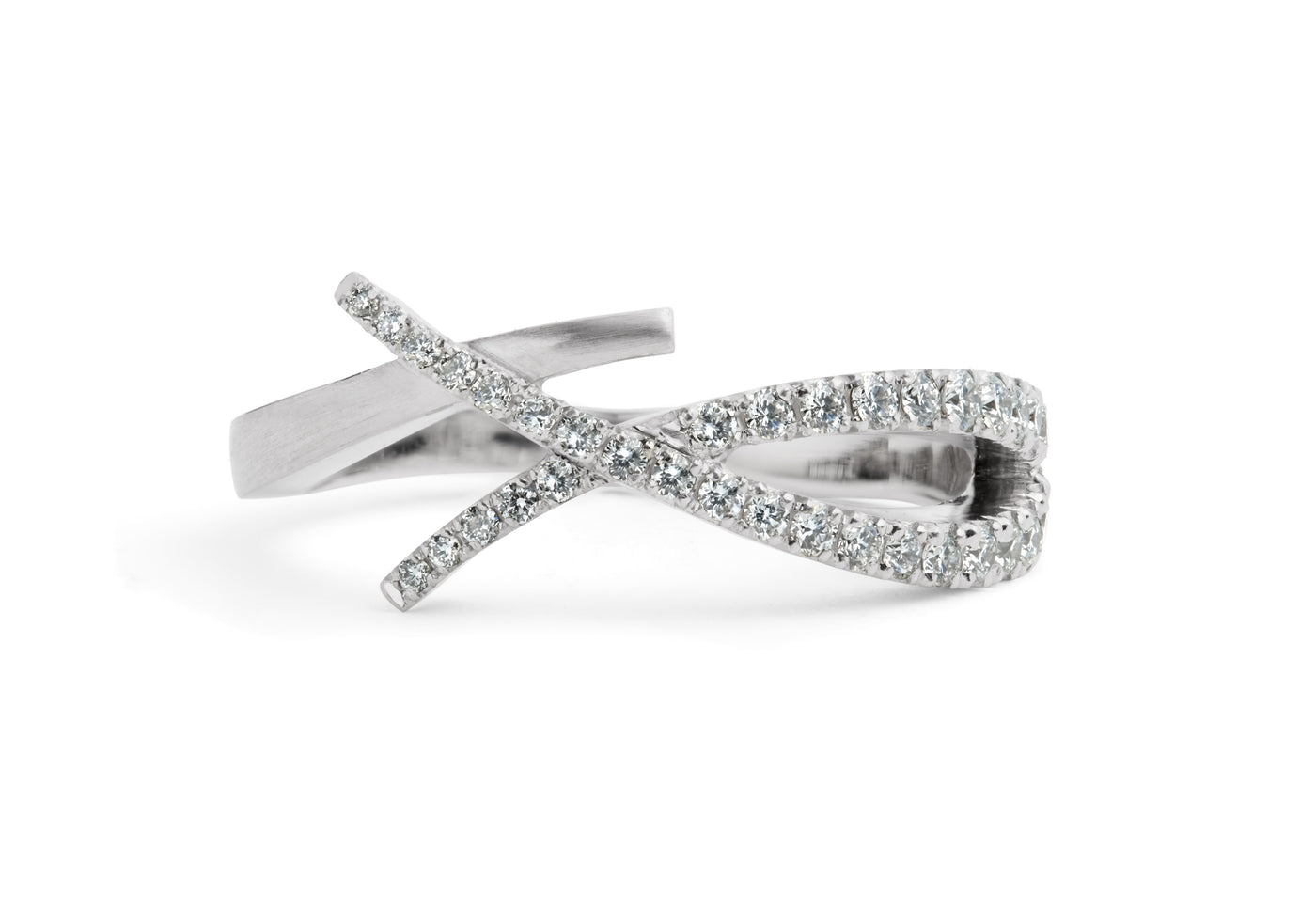 Platinum and diamond crossover ring